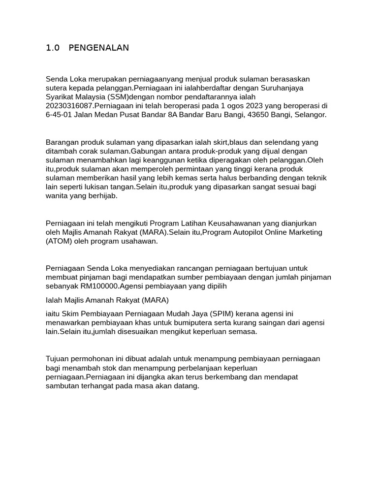 kk perniagaan dayana 2024 | PDF