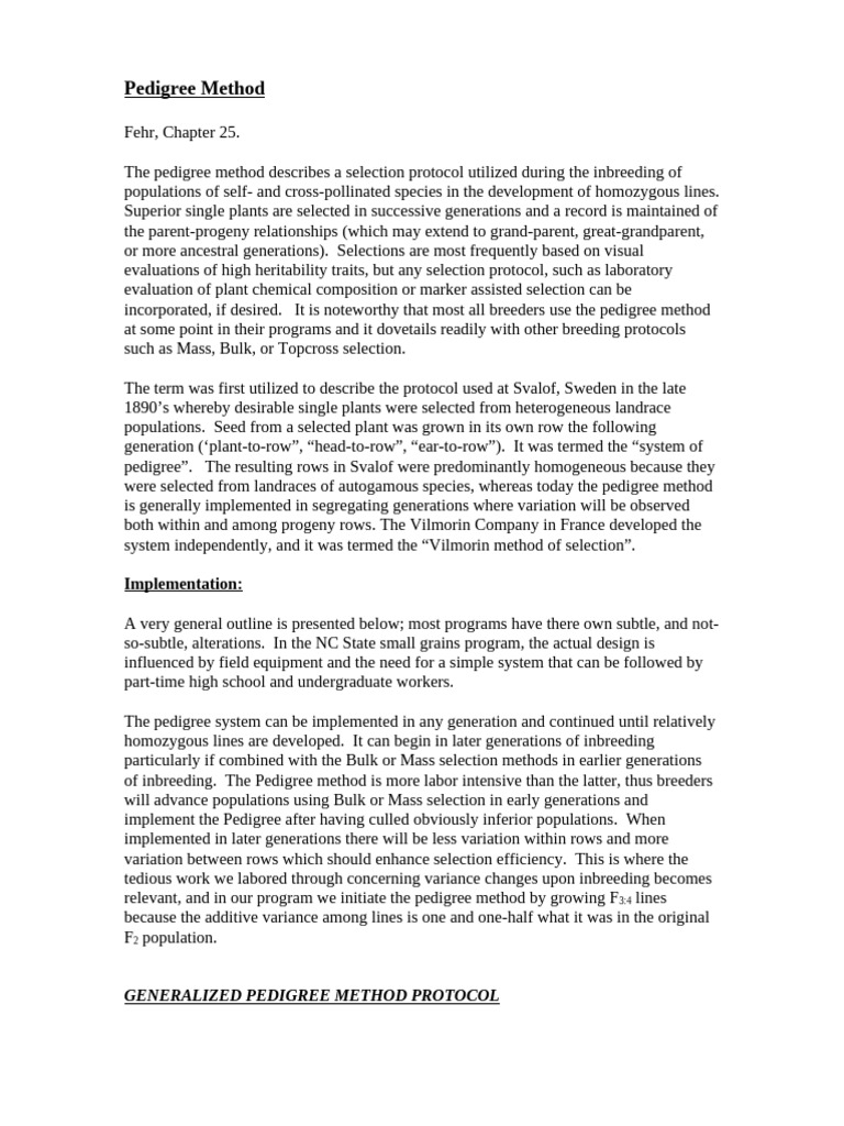 Pedigree Method_dvs 03-20-07 2 | PDF | Plant Breeding | Heritability