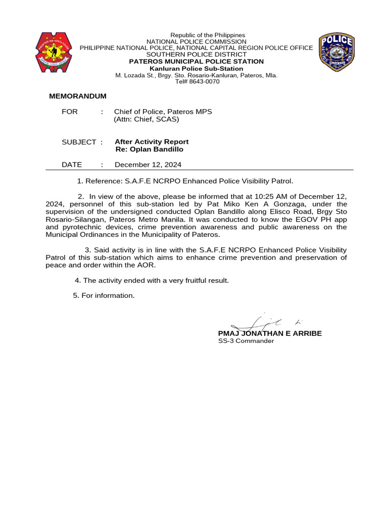 DECEMBER 12, 2024 Oplan Bandillo 2 | PDF