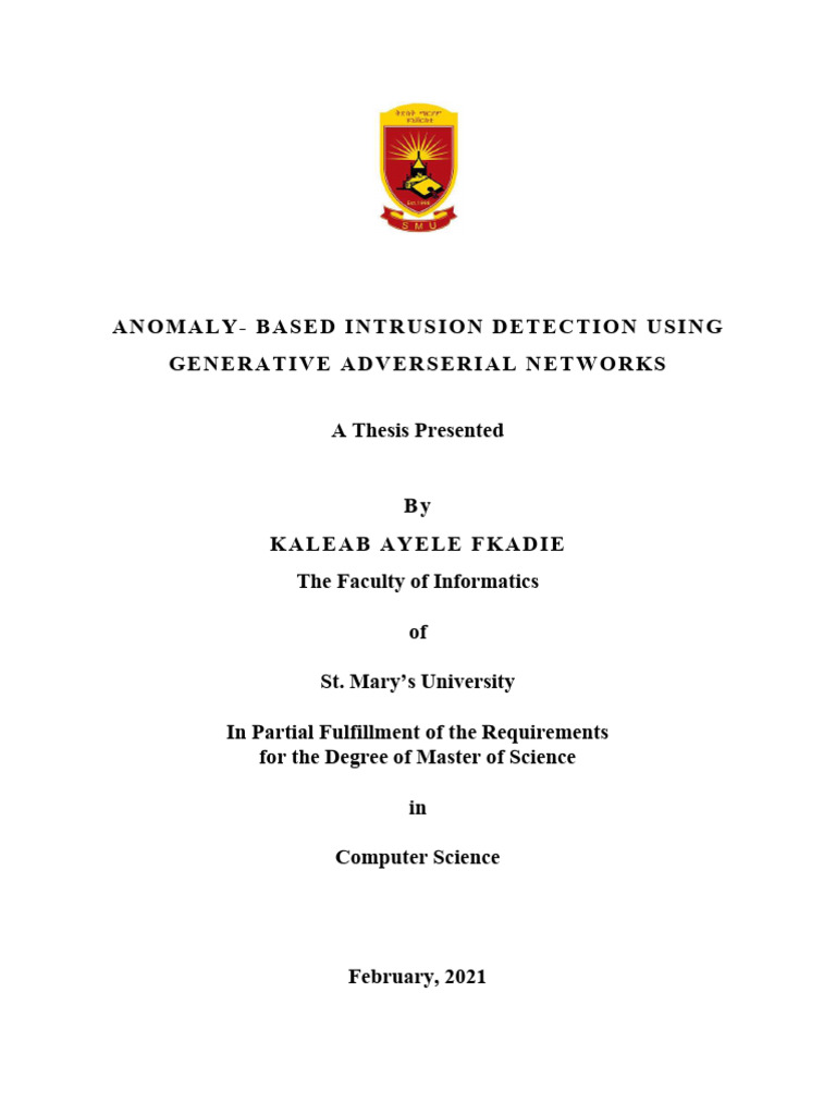 Anomaly Intrusion Detection Using Gan Final Pdf Machine Learning Computer Security
