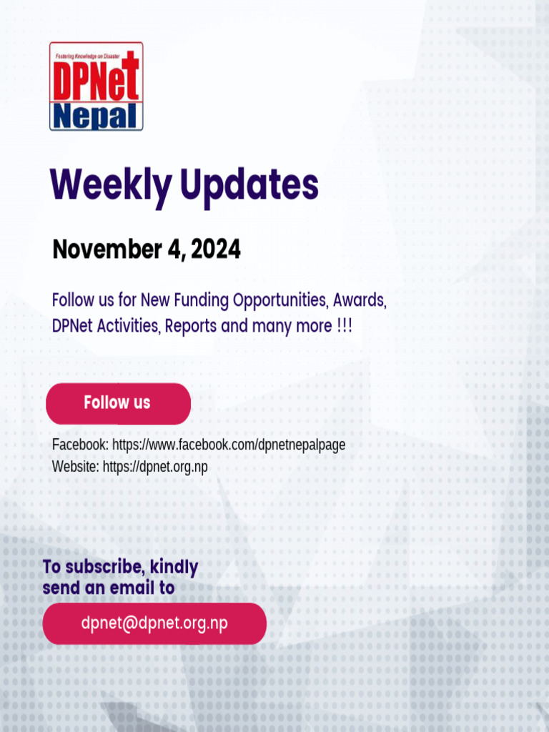 DPNet Nepal Weekly Update Nov-4 | PDF | Disaster Risk Reduction | Sustainability