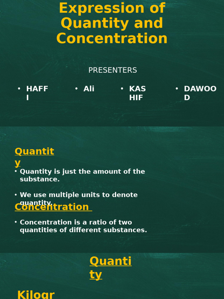 Presentation | PDF | Parts Per Notation | Concentration