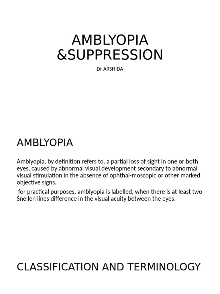 Understanding Amblyopia and Its Types | PDF | Visual Acuity | Human Eye