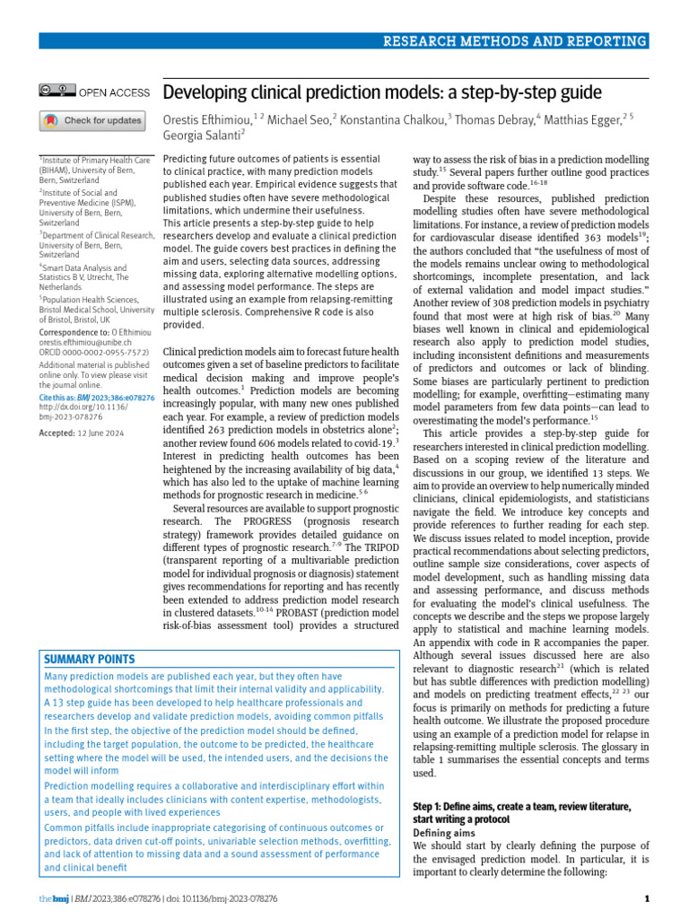 Developing Clinical Prediction Model Source BMJ SO 2024 | PDF ...