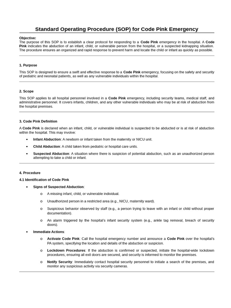 code pink | PDF | Neonatal Intensive Care Unit | Infants