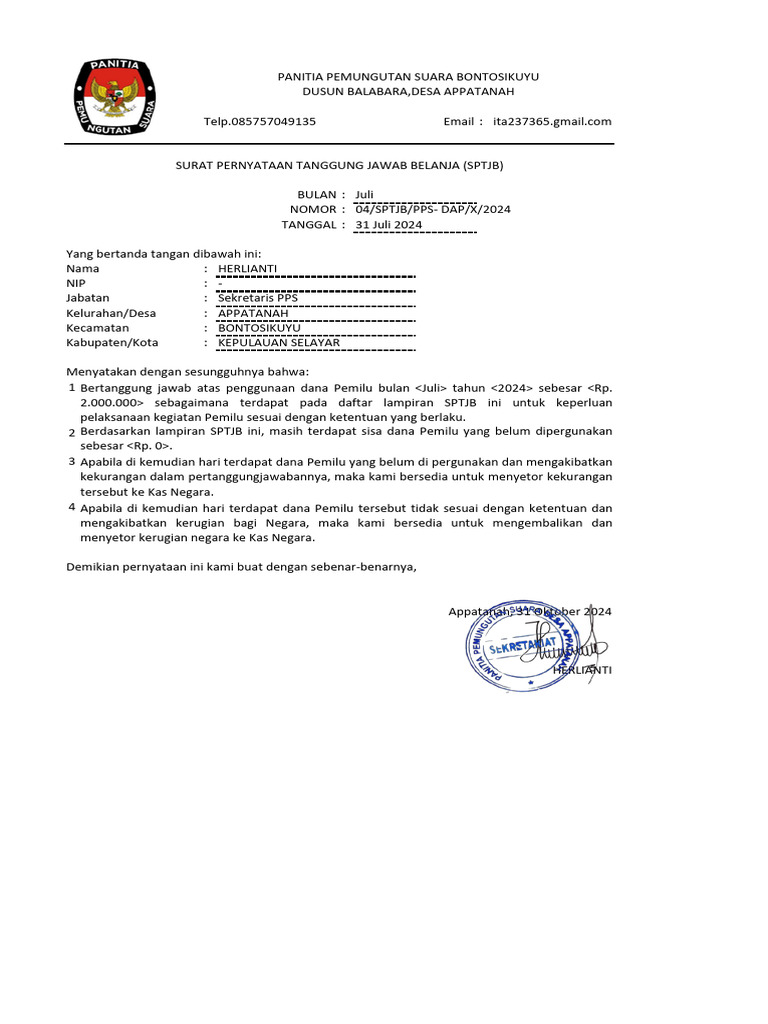 SPTJB - Sharing Juli Appatanah | PDF