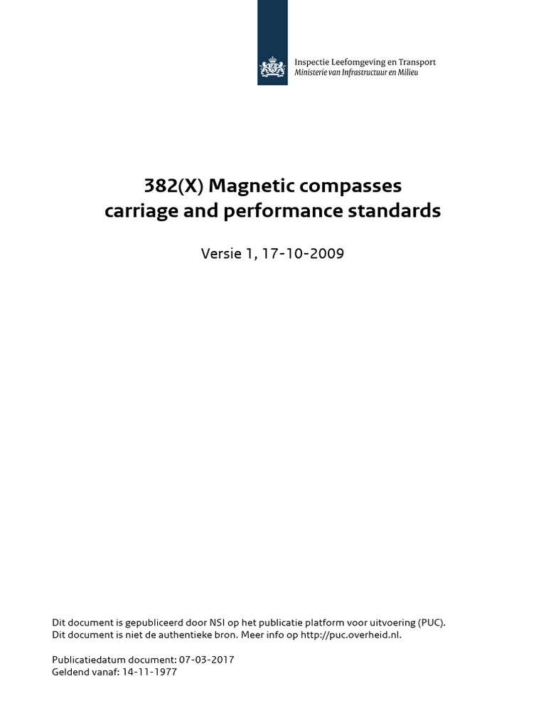 Magnetic Compass Performance Standard | PDF | Compass | Navigation