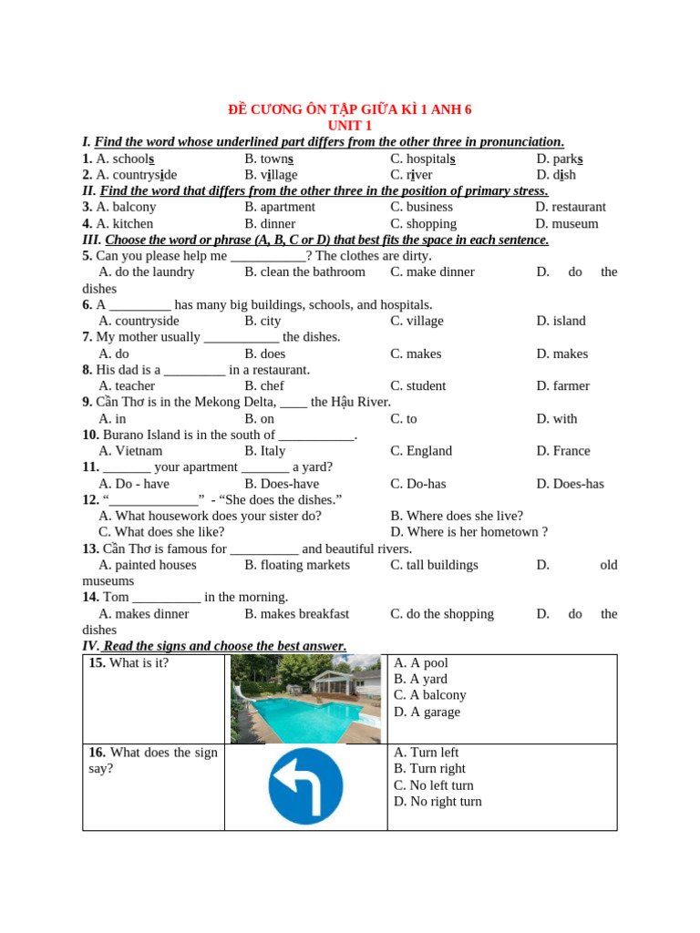 ĐỀ CƯƠNG ÔN TẬP GIỮA KÌ 1 ANH 6 | PDF | The Secret Garden