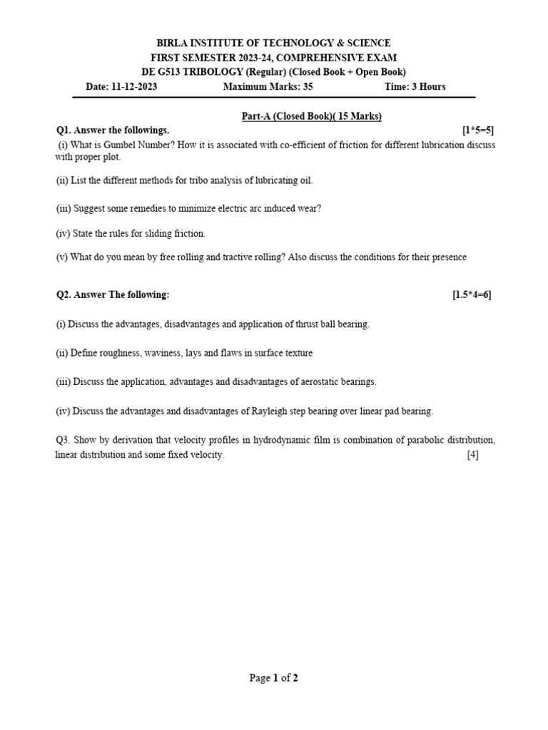 1157 DE G513 20231212111522 Comprehensive Exam Question Paper | PDF