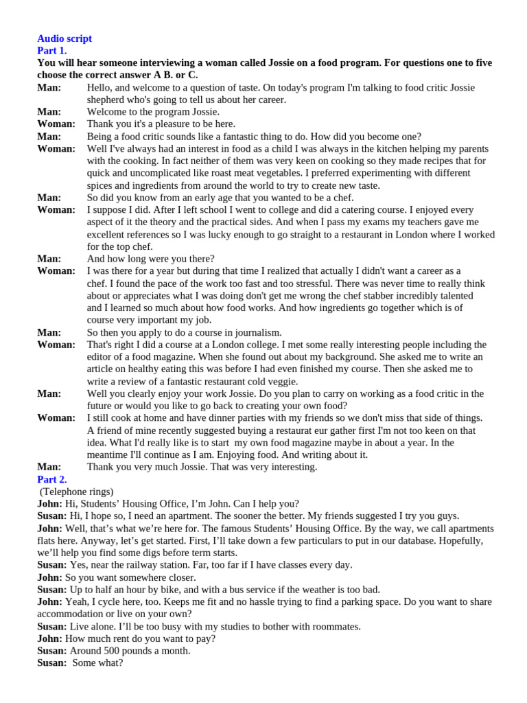 script đề thi HSG anh 9 có file nghe đáp án Script đề 20 | PDF