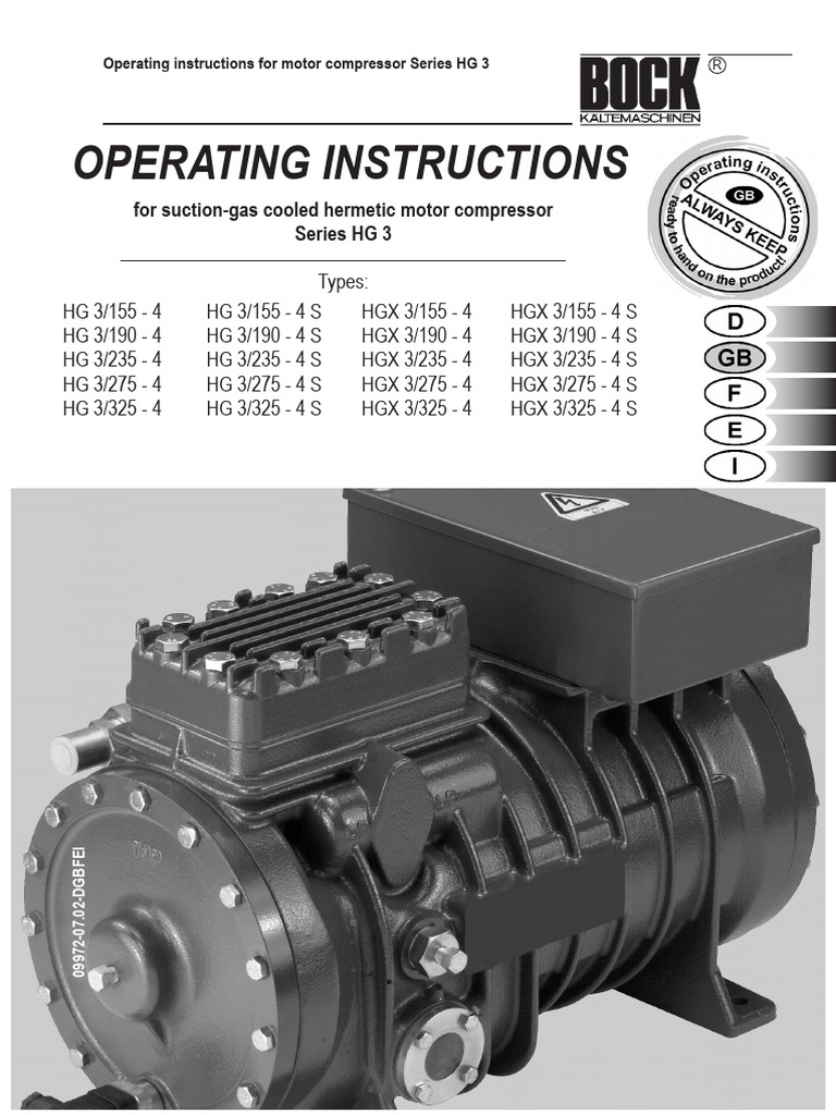 Bock HG3 compressor | PDF | Thermostat | Relay