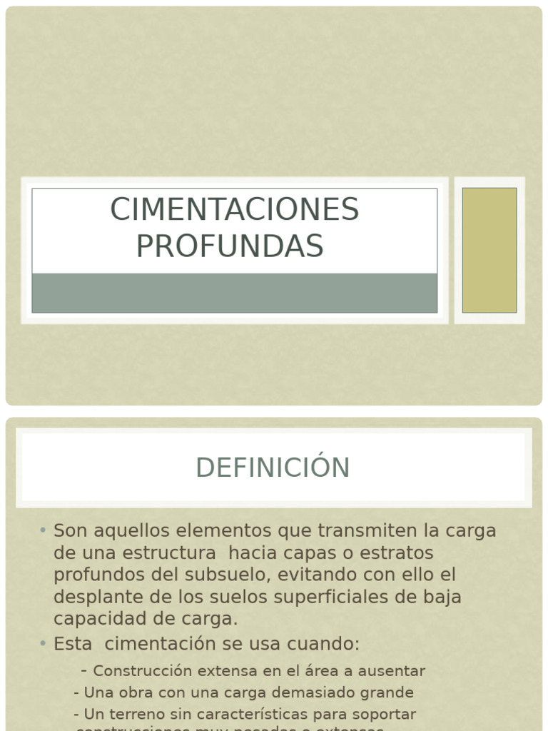 Cimentaciones Profundas | PDF | Fundación (Ingeniería) | Fundación profunda
