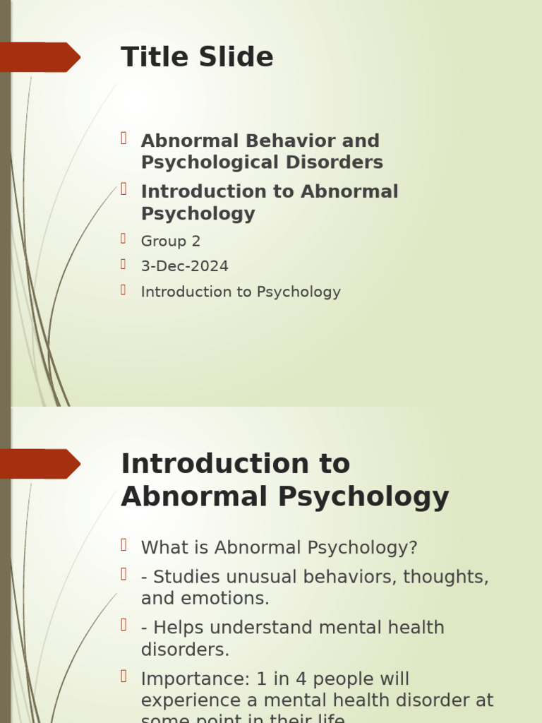 Abnormal Behavior Psychological Disorders | PDF | Mental Disorder | Anxiety