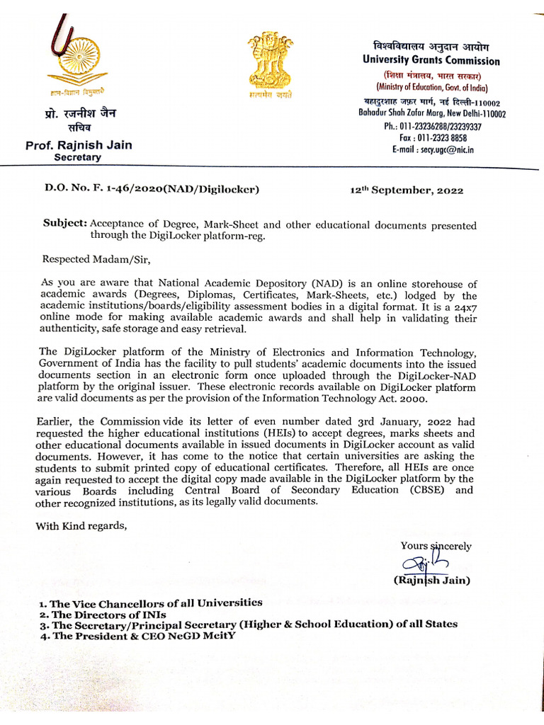 Ugc Secretary Letter 13092022 | PDF