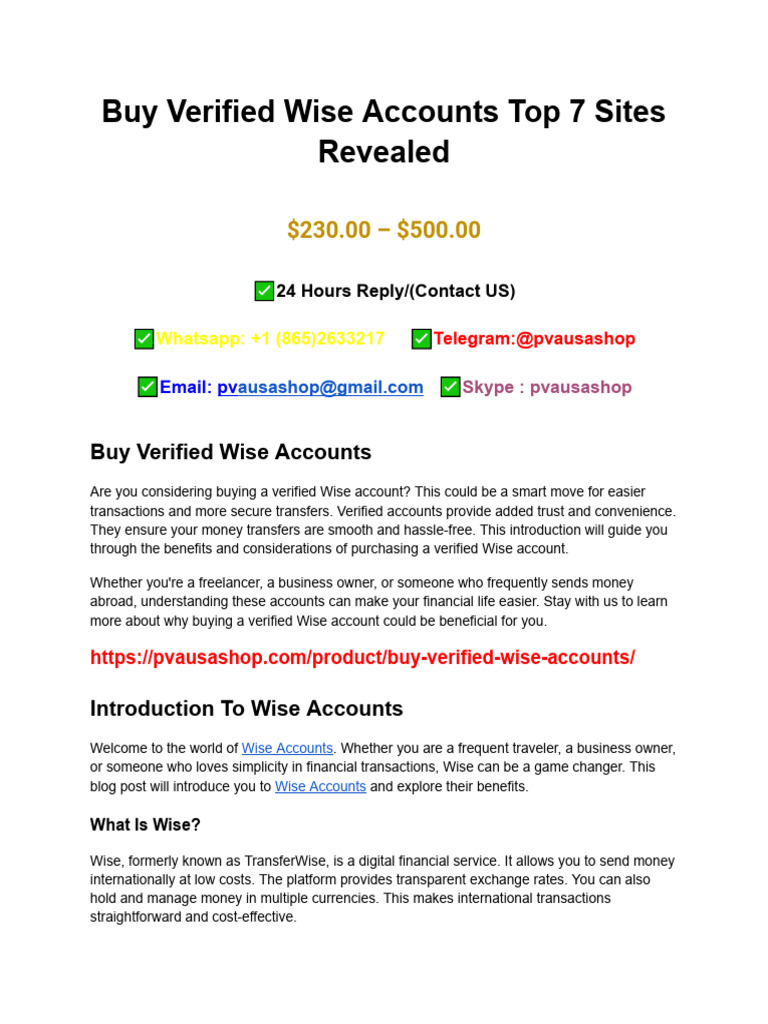 Buy Verified Wise Accounts Top 7 Sites Revealed | PDF | Money ...
