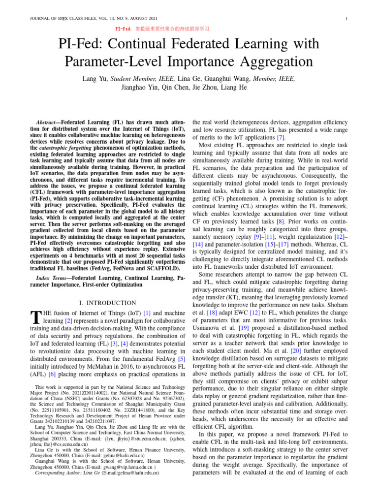 PI-Fed_Continual_Federated_Learning_With_Parameter-Level_Importance_Aggregation | PDF | Machine ...