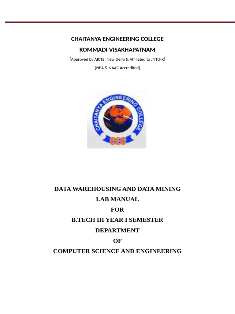 Dwdm Lab Manual Finaldil[1] | PDF | Data Warehouse | Filename