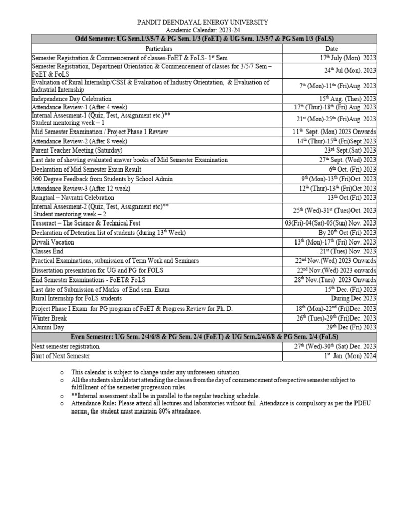 Academic Calendar 2023-24 | PDF | Academic Term | Academia