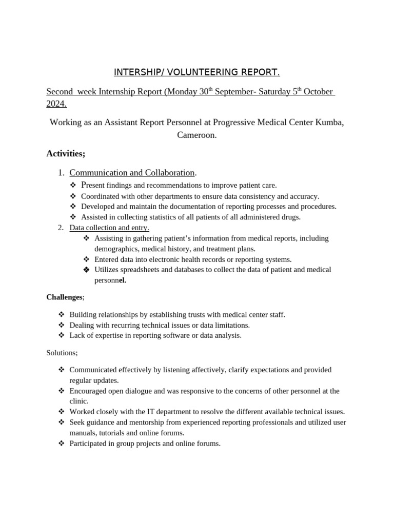 Second Week Internship Report | PDF