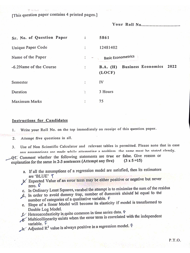 Sem IV Ecotrix - CBCS 2022 | PDF