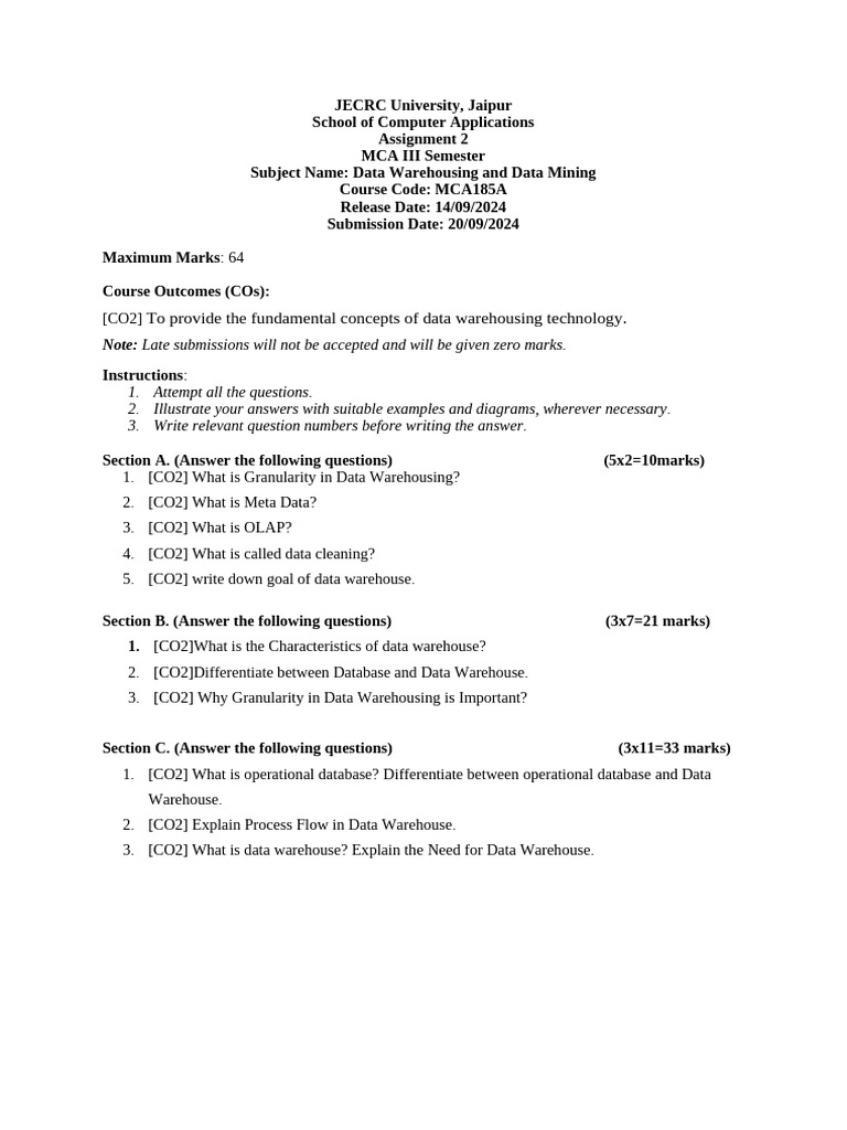 DWM Assignmnet 2 | PDF