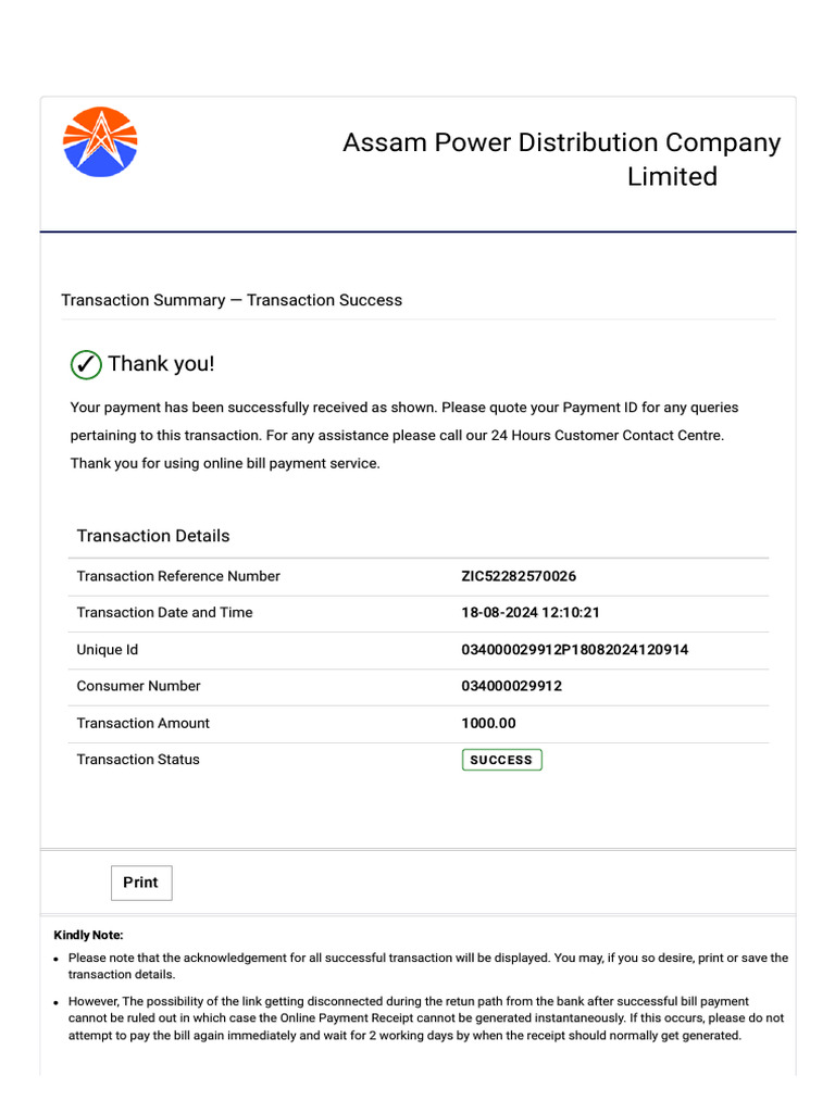 APDCL Online Payment Confirmation | PDF