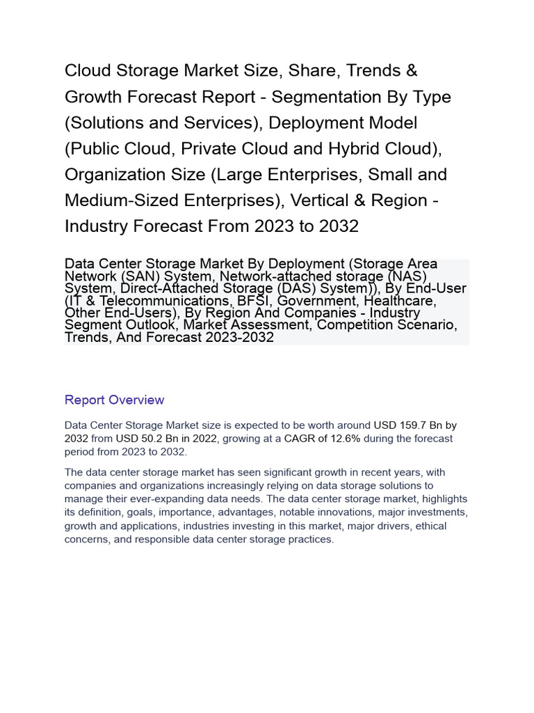 Cloud Storage Market Size, Share, Trends & Growth Forecast Report ...