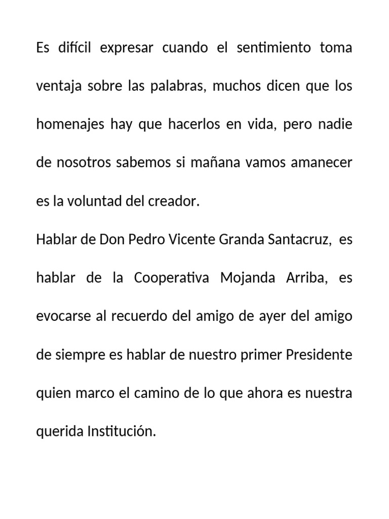 Homenaje a Don Pedro Granda Santacruz | PDF