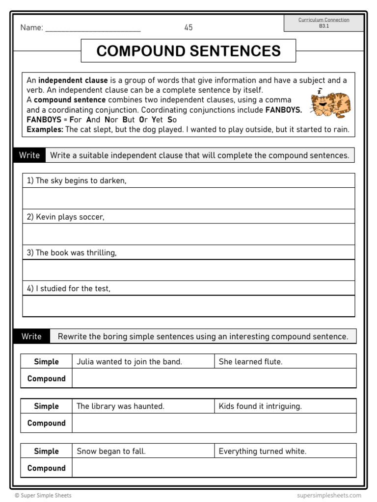 Week 5 - Compound Sentences and Coordinating Conjunctions | PDF ...