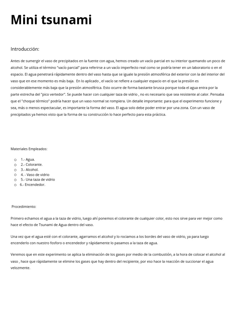 Mini Tsunami.pdf | PDF | Agua | Vacío