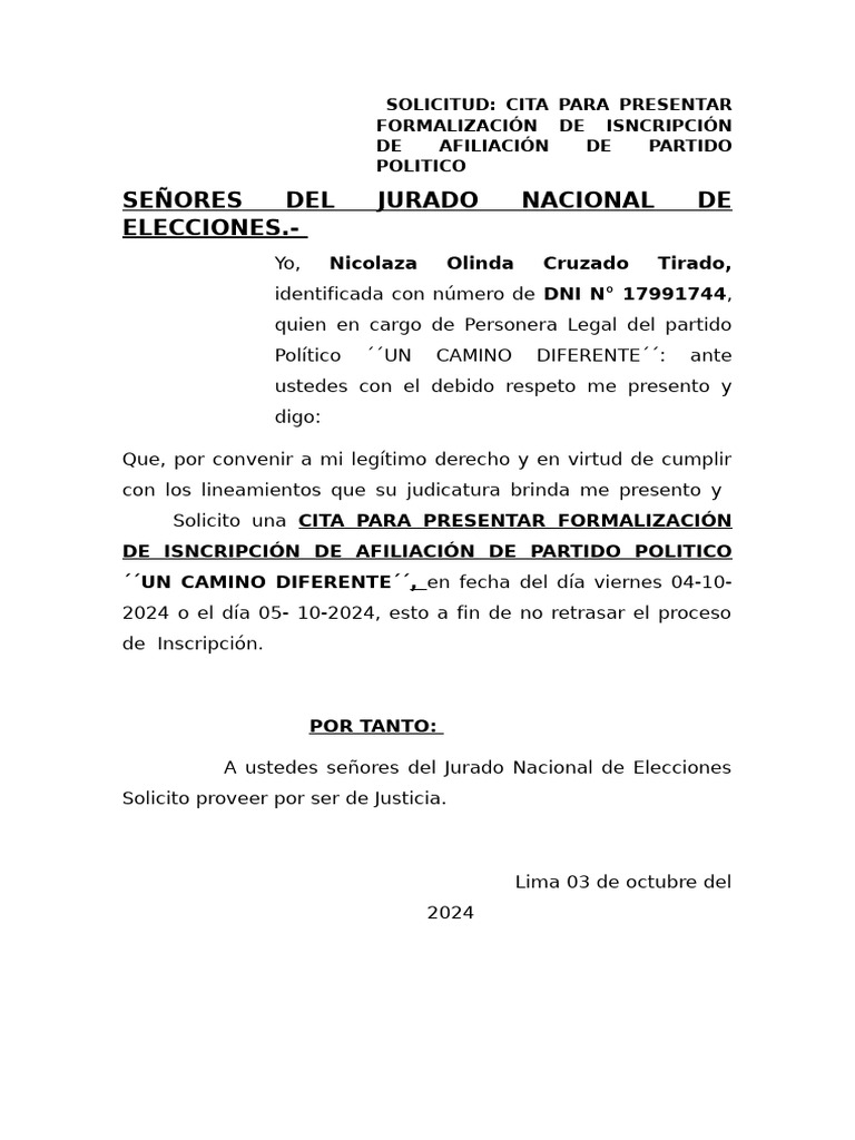 SOLICITUD CHELO | PDF