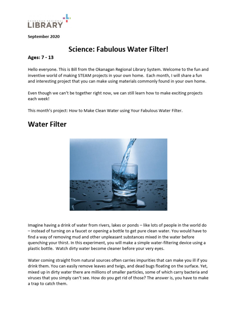 DIY Water filter | PDF | Filtration | Water