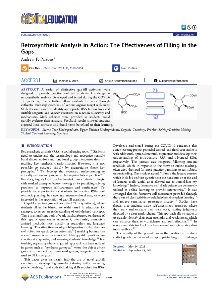 ? Exciting Teaching Methods in Retrosynthetic Analysis ? | PDF ...