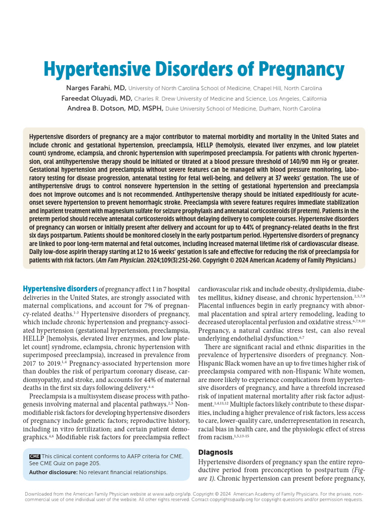 Hypertensive Disorders of Pregnancy | PDF | Hypertension | Medical ...