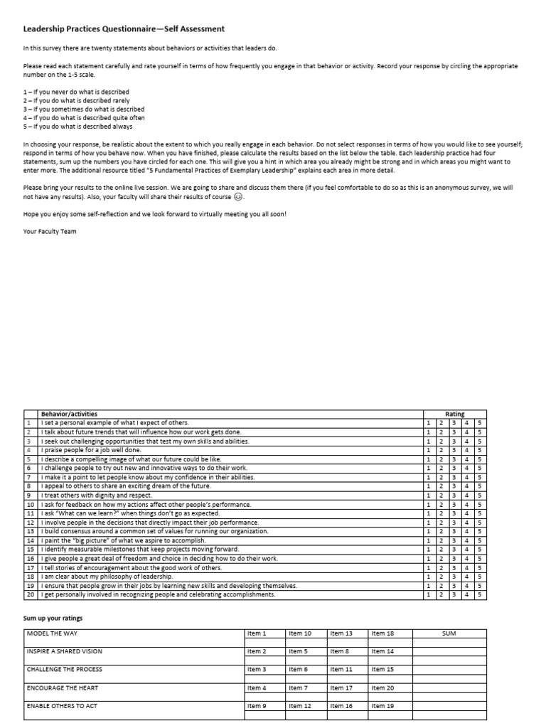 Leadership Traits Self-Assessment | PDF | Leadership | Cognition