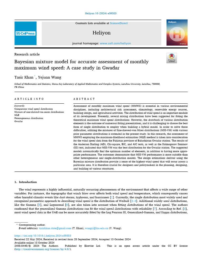 Bayesian Mixture Model For Accurate Assessment of Monthly | PDF ...