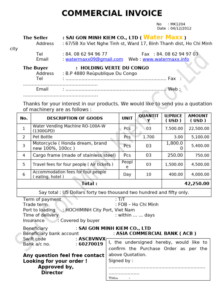 COMMERCIAL INVOICE | PDF