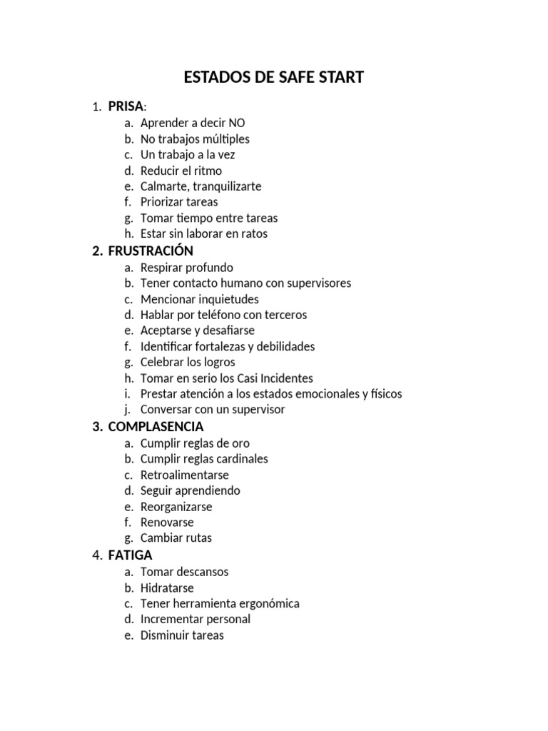 Estados de Safe Start | PDF