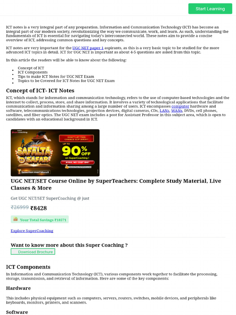 ICT Information and Communication Technology - UGC NET Notes | PDF