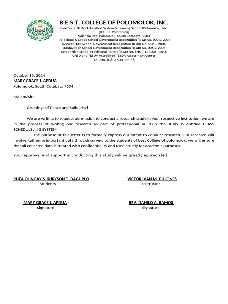 Letter of Intent Ojt | PDF