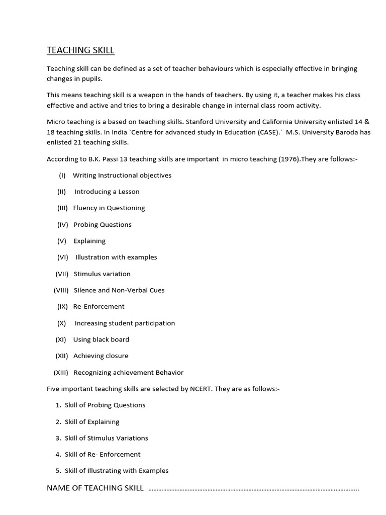 Teaching Skill2 | PDF