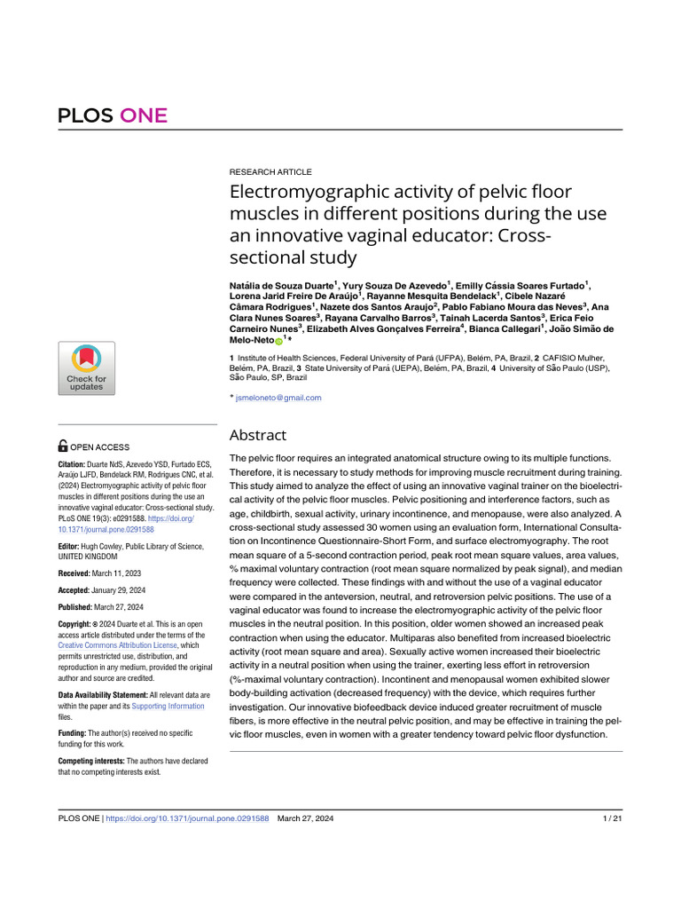 Artigo | PDF | Urinary Incontinence | Electromyography