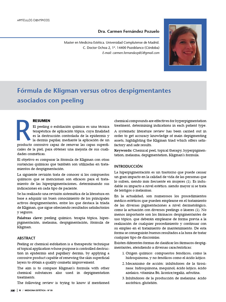 Fórmula de Kligman Versus Otros Despigmentantes | PDF | Piel