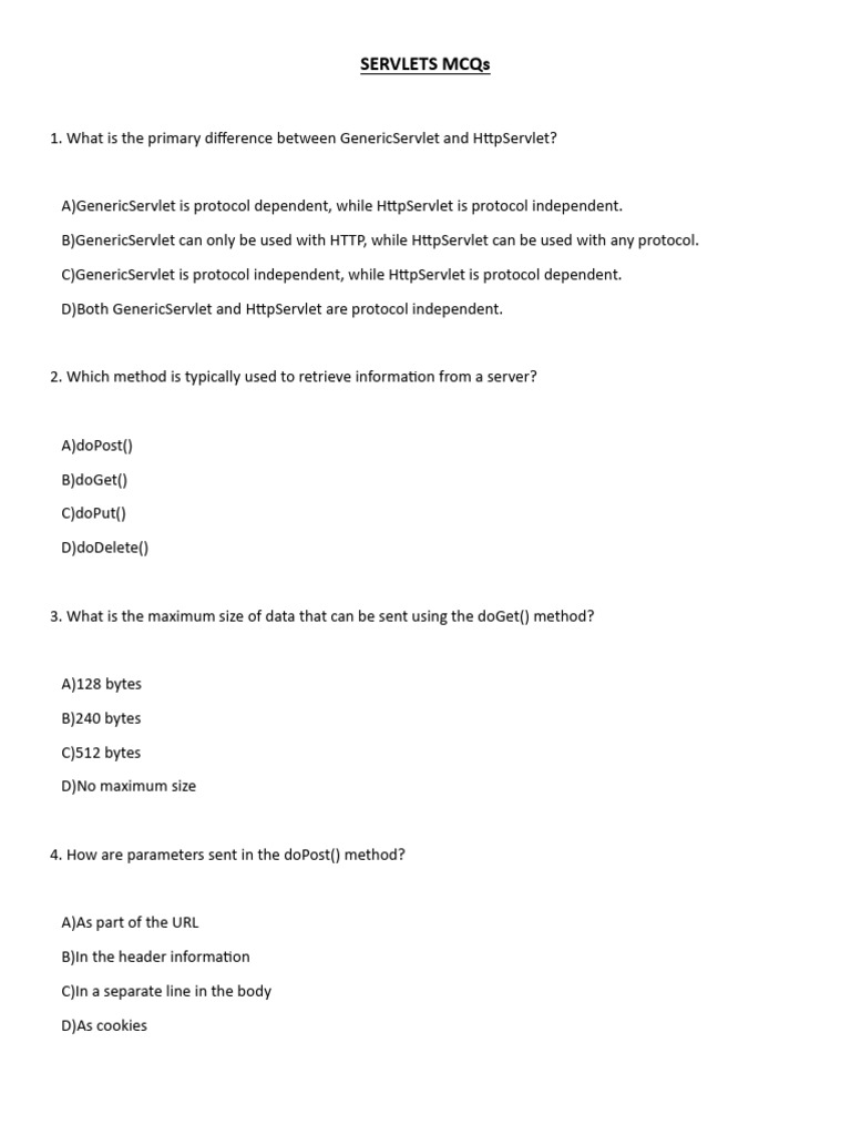SERVLETS_MCQs[1] | PDF | Http Cookie | Web Server