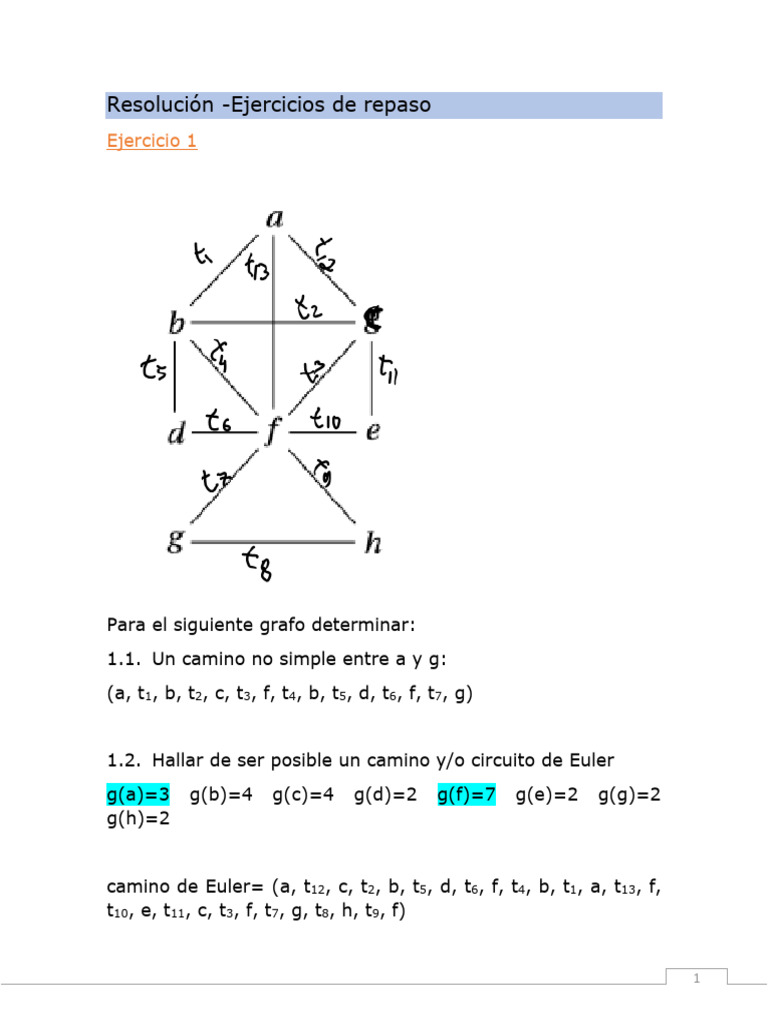 Resolucion Ejercicios de Repaso Grafos | PDF | Informática teórica | Combinatoria