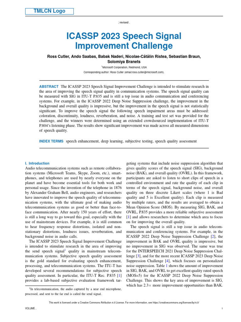 Speech Signal Improvement Challenge | PDF