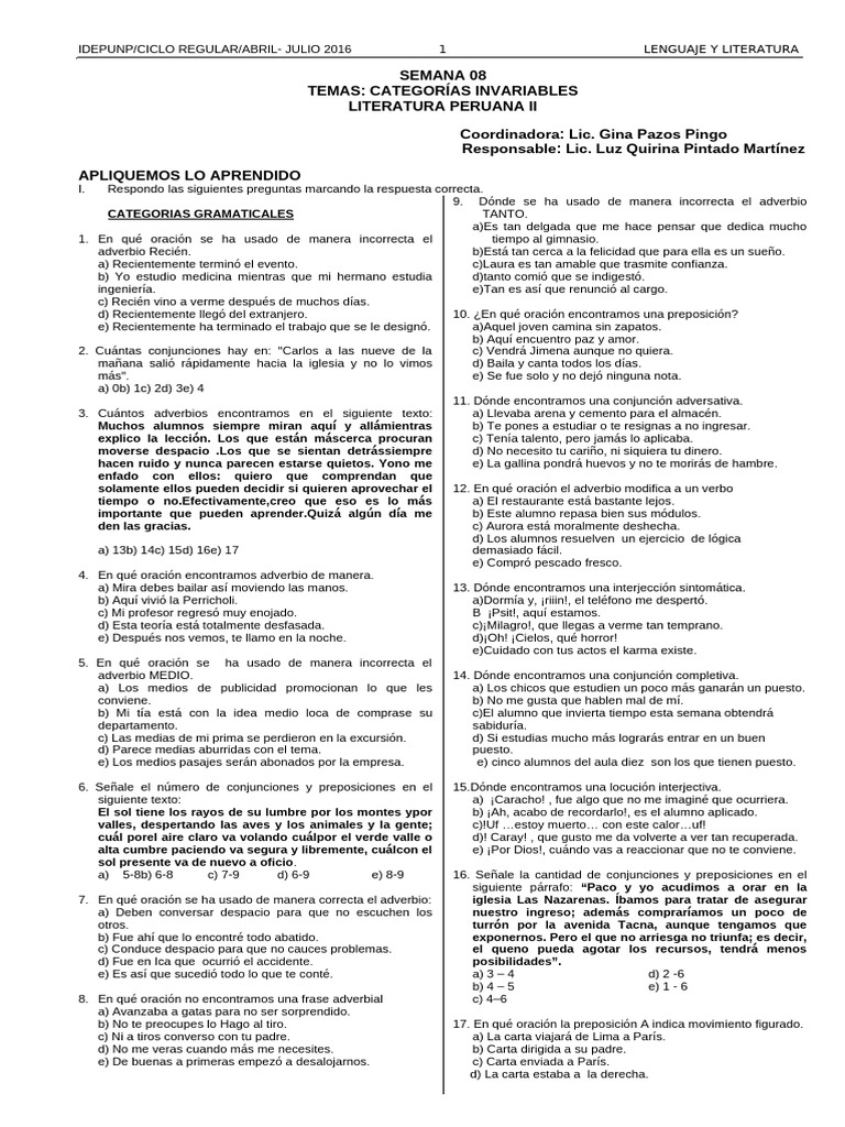 Lenguaje y Literatura Gina Pazos Pingo | PDF | Perú