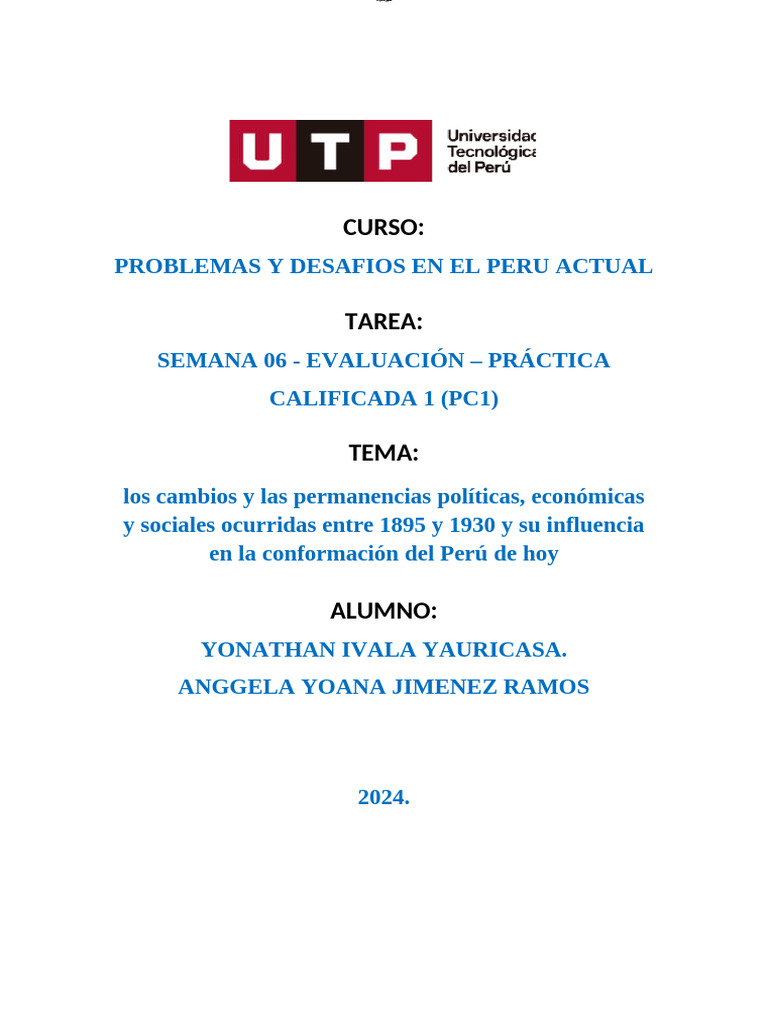 Ac s06 Semana 06 Evaluacion Practica Calificada 1 pc1 | PDF | Perú