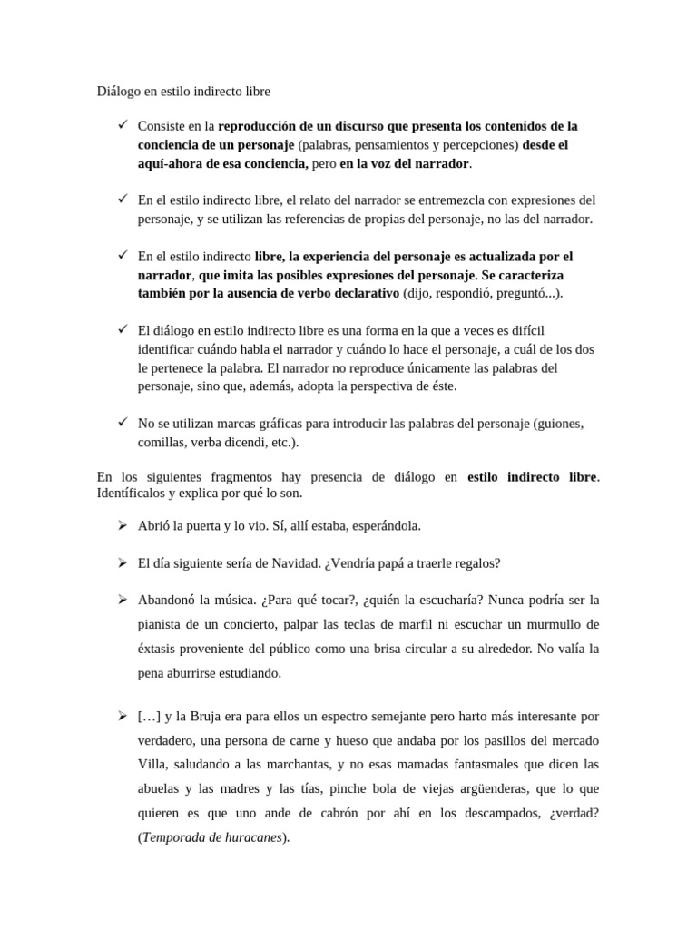Diálogo Indirecto Libre. Ejercicios Mini | PDF