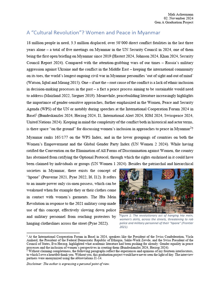 Mali Ackermann_A “Cultural Revolution”? Women and Peace in Myanmar | PDF | International ...